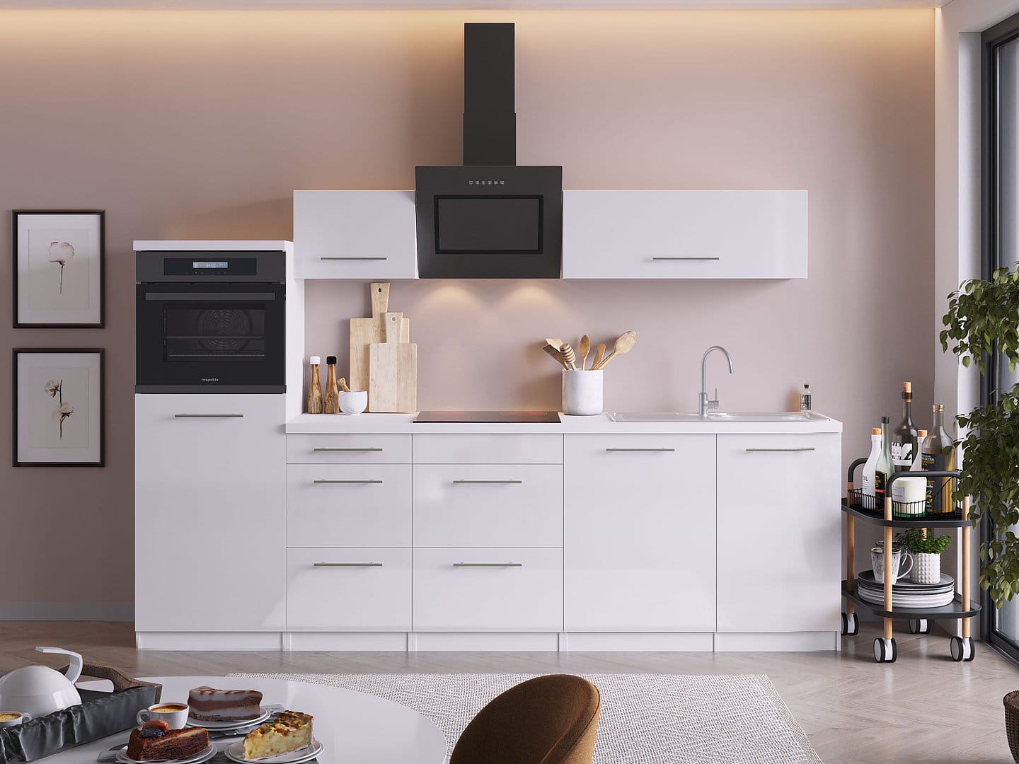 DC Kitchen 3- Straight Line, Size 280cm - Premium Kitchens